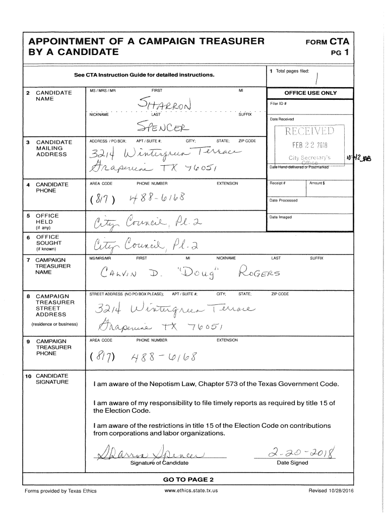 Fillable Online See CTA Instruction Guide fordetailed instructions. Fax ...