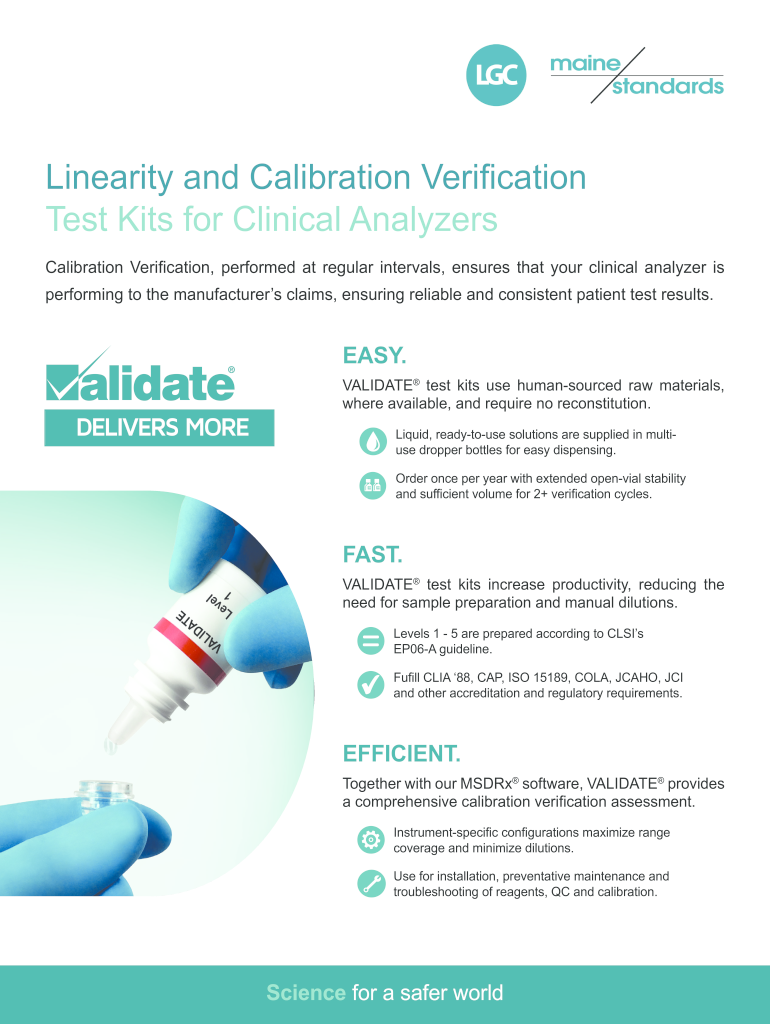 Fillable Online Linearity and Calibration Verification Test Kits for ...
