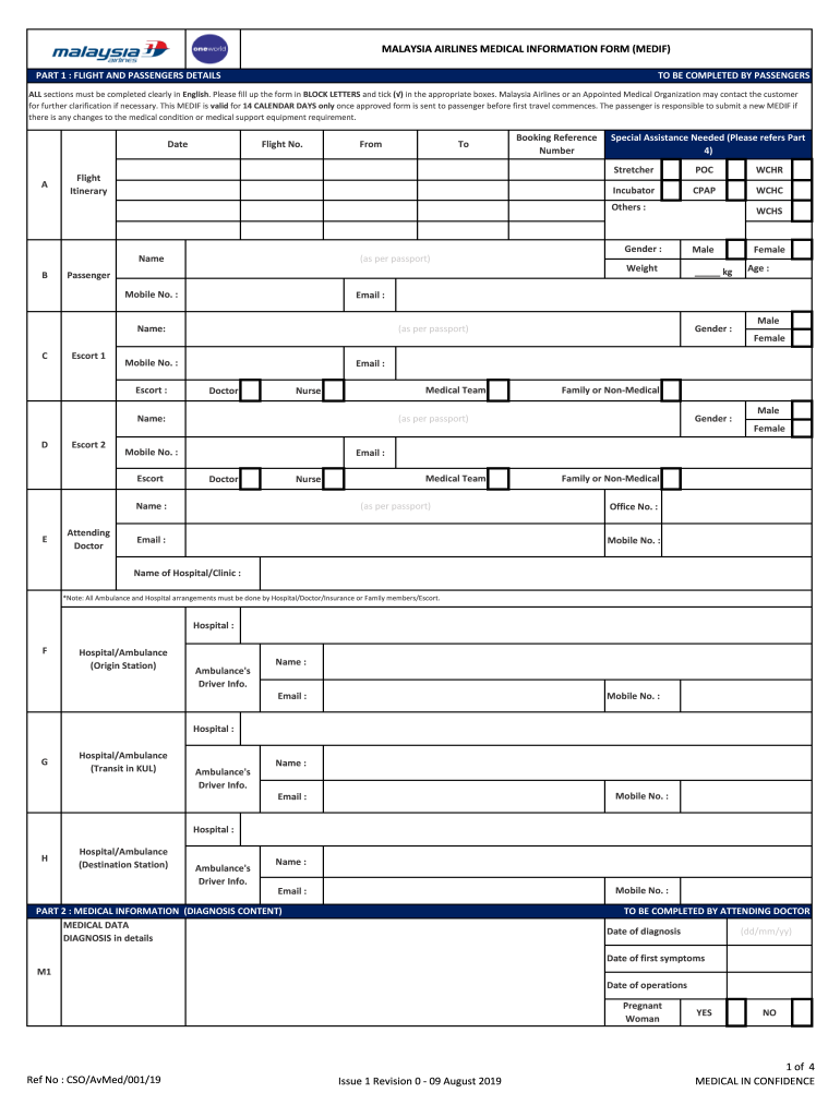 Fillable Online PART 1 : FLIGHT AND PASSENGERS DETAILS Fax Email Print ...