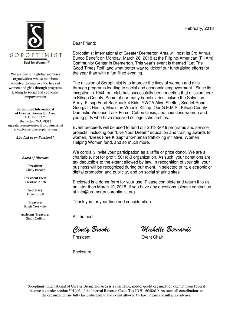 Fillable Online Cindy Brooke Michelle Bernardi - Soroptimist ...