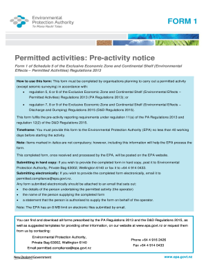 Fillable Online Permitted activities: Pre-activity notice Fax Email ...