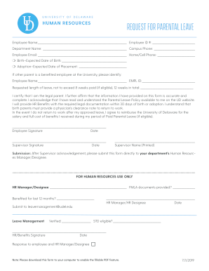 Fillable Online REQUEST FOR PARENTAL LEAVE Fax Email Print - pdfFiller