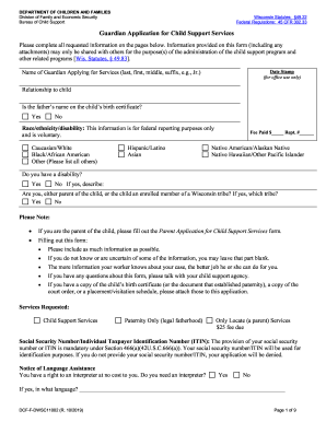 Fillable Online Parent's Application for Child Support Services Fax ...