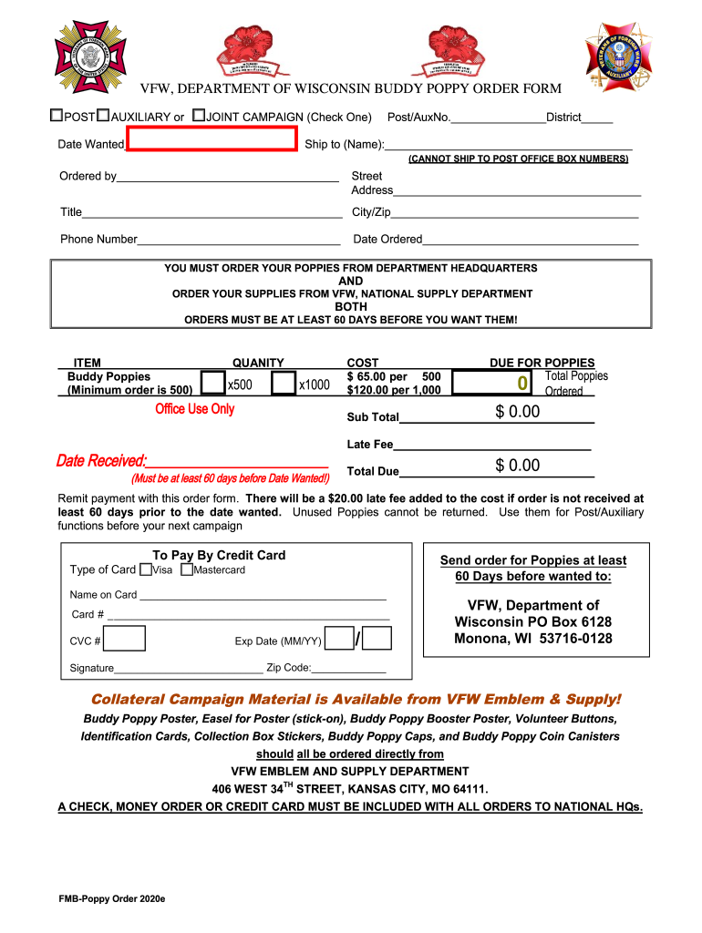 Fillable Online Buddy Poppy - VFW Department of Florida Fax Email Print ...