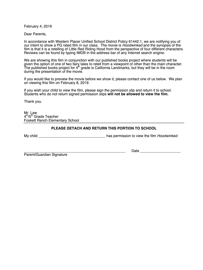 Fillable Online permission slip movie - law7315.com Fax Email Print ...