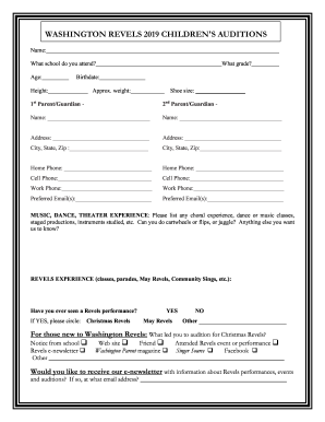 Fillable Online CR19 Child Audition Form Fax Email Print - pdfFiller