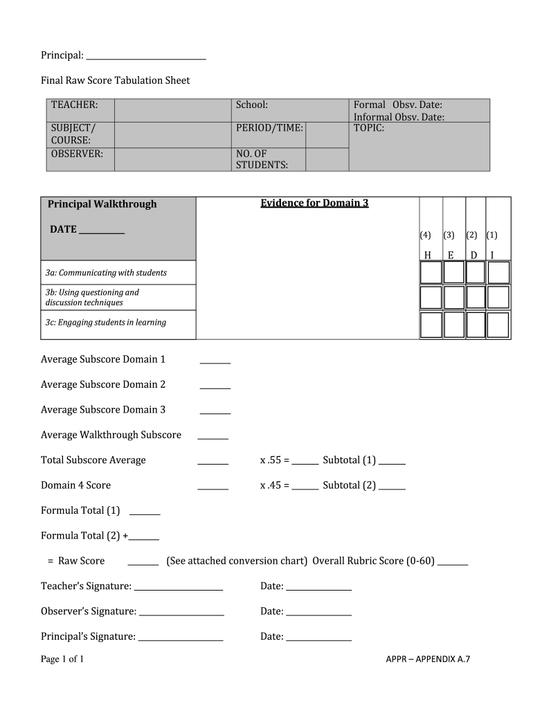 Fillable Online Final Raw Score Tabulation Sheet Fax Email Print - pdfFiller