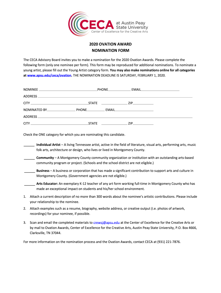 Fillable Online The CECA Advisory Board invites you to make a ...