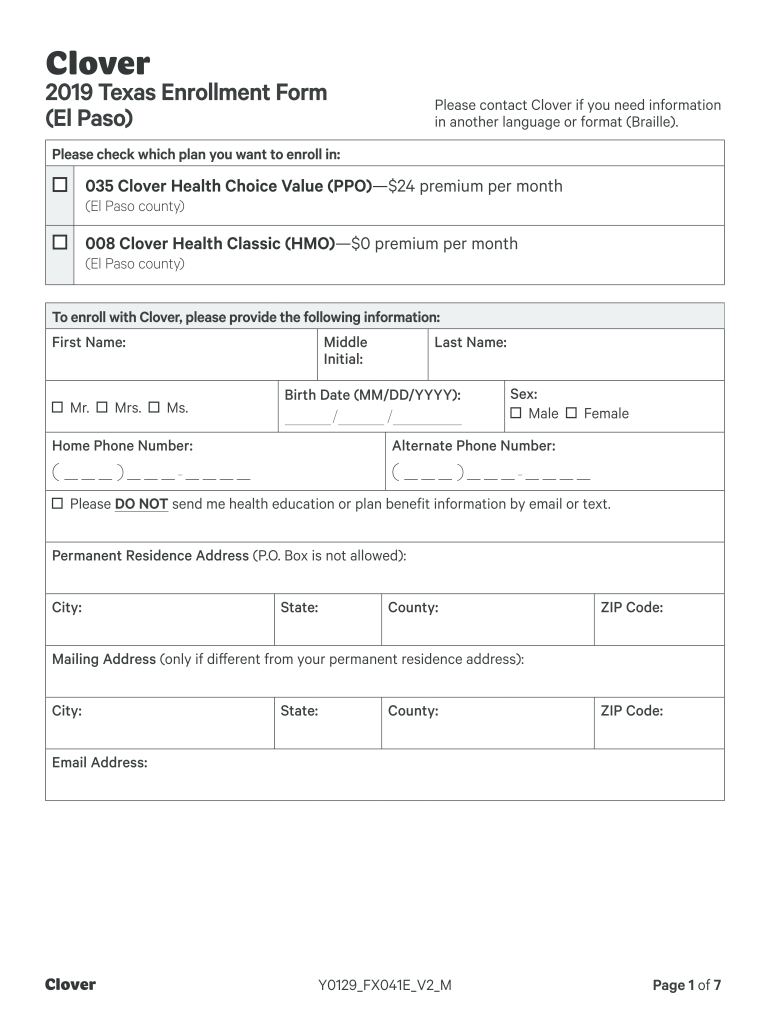 Fillable Online 2019 Texas Enrollment Form Fax Email Print - pdfFiller