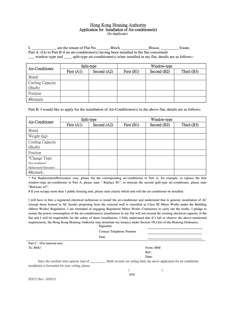 Fillable Online Application for Installation of Air-conditioner(s) Fax ...