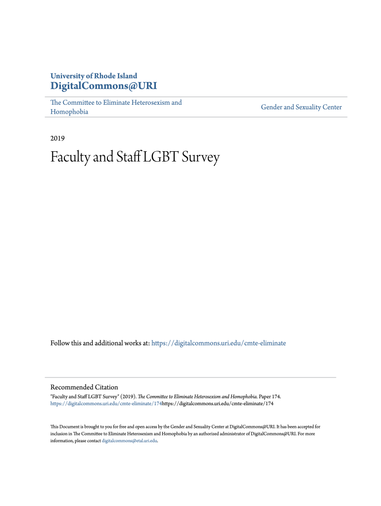 Fillable Online Faculty and Staff LGBT Survey - DigitalCommonsURI Fax ...
