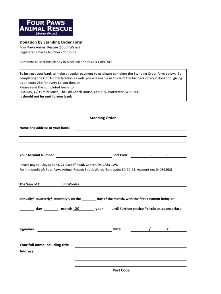 Fillable Online Standing Order Template.xlsx Fax Email Print - pdfFiller