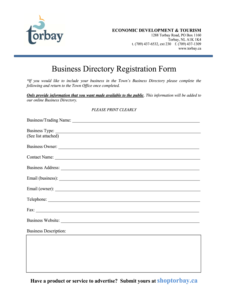 Business Directory Form - Fill Online, Printable, Fillable, Blank ...