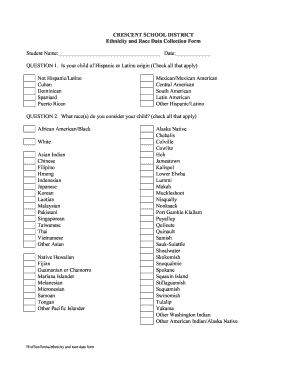 Fillable Online Ethnicity and Race form.doc Fax Email Print - pdfFiller