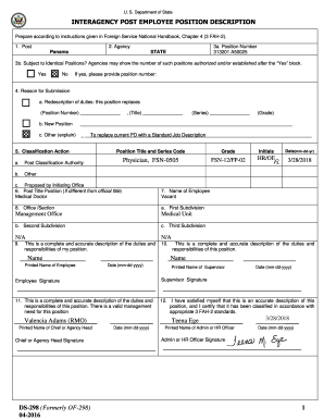 Fillable Online Position Description - usaid Fax Email Print - pdfFiller