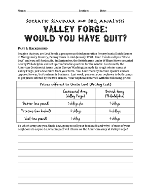 Fillable Online Valley Forge Socratic DBQ Fax Email Print - pdfFiller