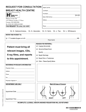 Fillable Online BREAST HEALTH CENTRE Fax Email Print - pdfFiller