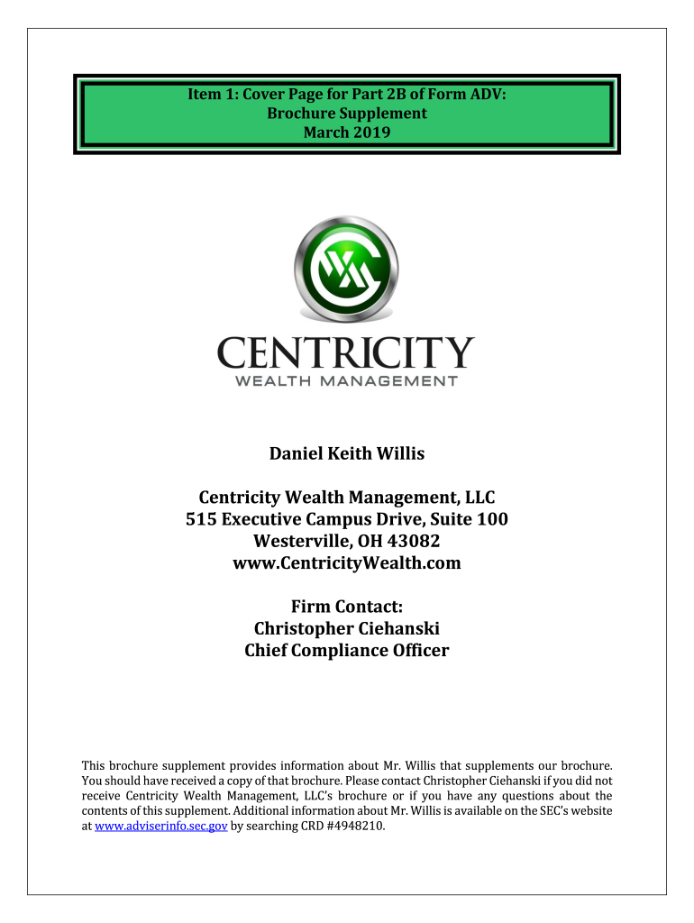 Fillable Online ITEM 1. COVER PAGE PART 2A OF FORM ADV: FIRM BROCHURE ...