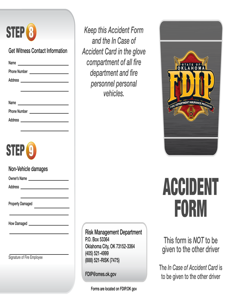Fillable Online FDIP Accident Form. Form used by the Fire Department ...