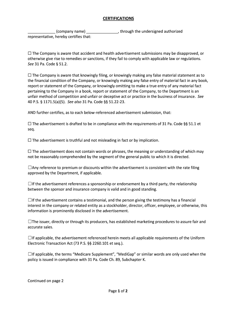 Fillable Online representative, hereby certifies that: Fax Email Print ...