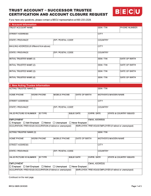 Fillable Online Trust Account - Successor Trustee Certification and Account Clousure Request Fax ...