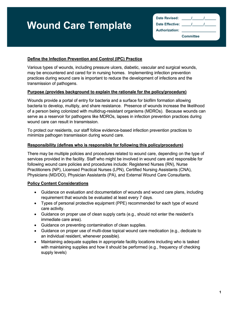 Fillable Online Wound Care Template. Wound Care Template Fax Email ...