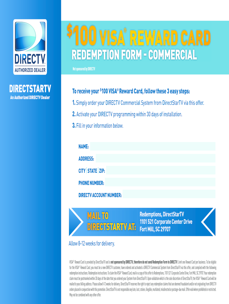 Fillable Online 100 VISA REWARD CARD Fax Email Print - pdfFiller