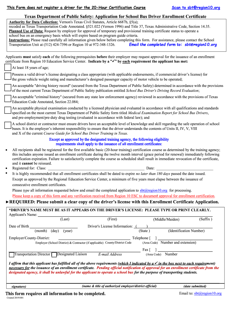 Fillable Online 17-18 Enrollment Certificate Application Fax Email ...