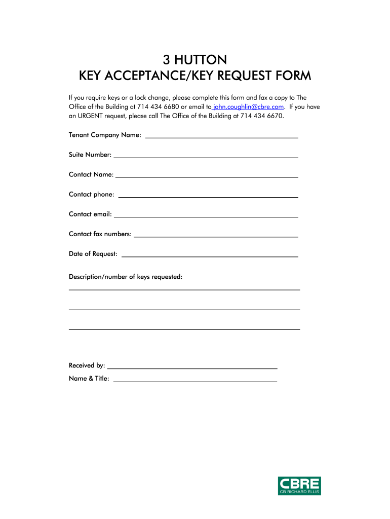 Fillable Online ESPERANTE CORPORATE CENTER KEY ACCEPTANCE/KEY REQUEST ...