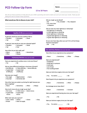 Fillable Online PCD Follow-Up Form Name: Fax Email Print - pdfFiller