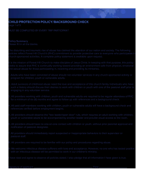 Fillable Online CHILD PROTECTION POLICY/BACKGROUND CHECK Fax Email ...