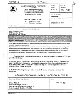 Fillable Online U.S. EPA, Pesticide Product Label, CDG SOLUTION 3000, 03/07/2007. Pesticide ...