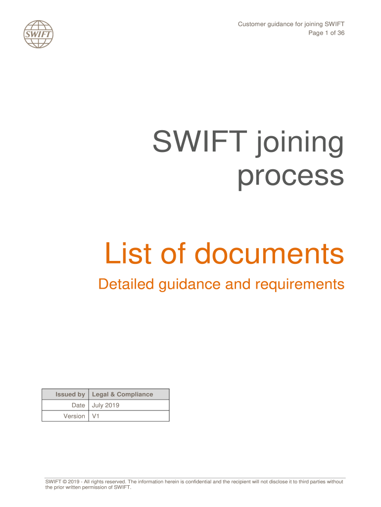 Fillable Online Customer guidance for joining SWIFT Fax Email Print - pdfFiller