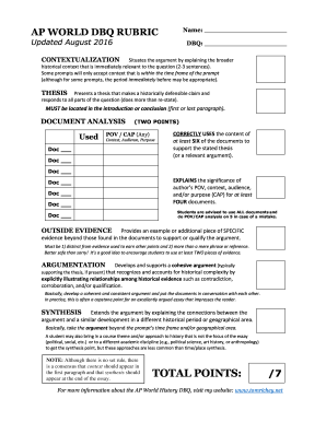 Fillable Online AP WORLD DBQ RUBRIC - REVISED DRAFT Fax Email Print ...