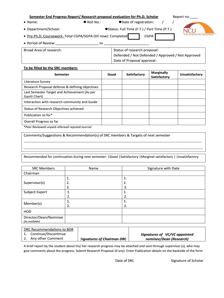 Fillable Online Phd six month progress report sample - ikai.info Fax ...