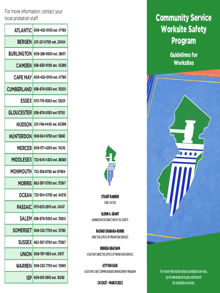 Fillable Online Community Service Worksite Safety Program - Guidelines ...