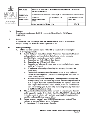 Fillable Online Emergency Medical Responder (EMR) system entry and ...