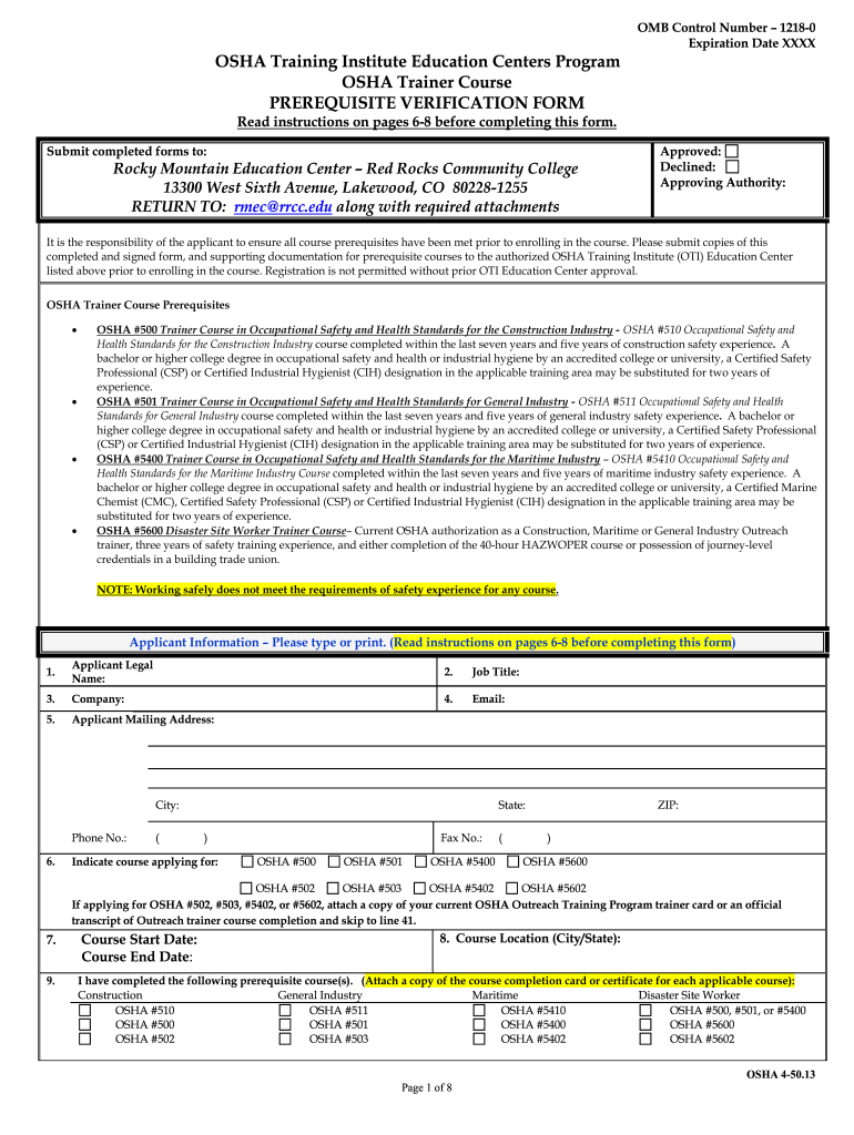 Fillable Online Prerequisite Verification Form - with Privacy act ...