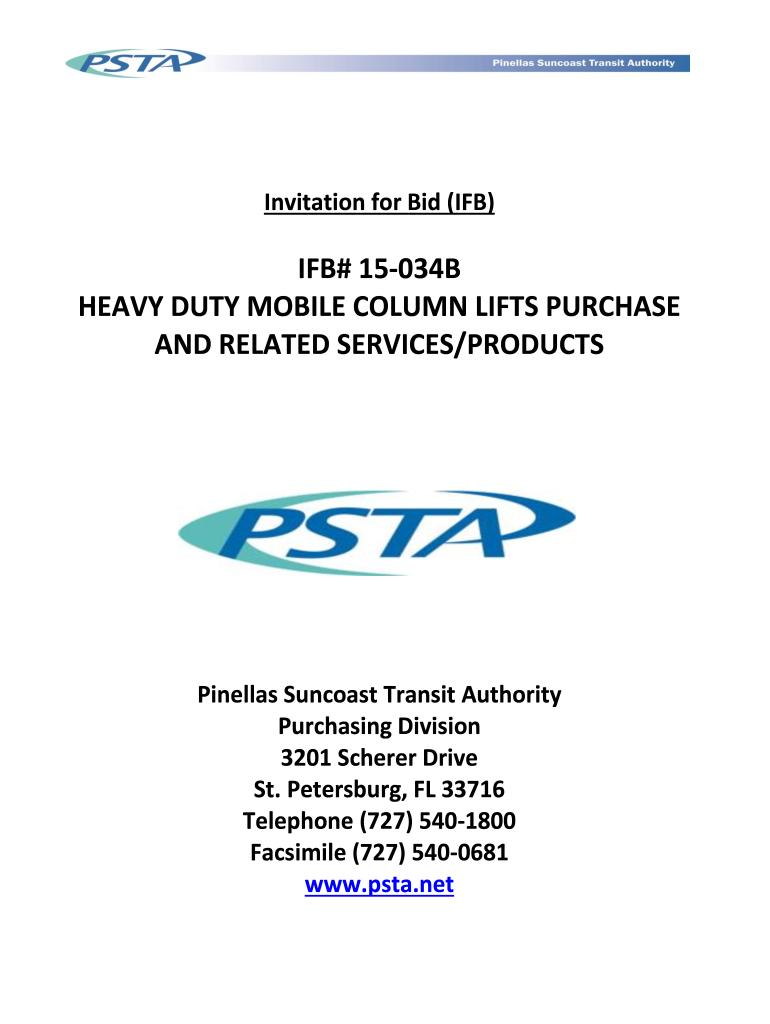 Fillable Online Invitation for Bid (IFB) 08314 Vehicle Lifts and Garage ...