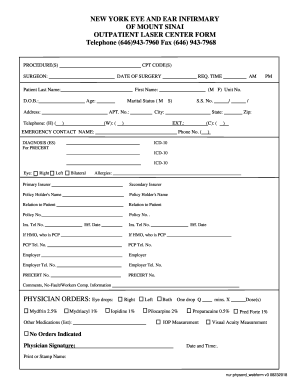 Fillable Online OUTPATIENT LASER CENTER FORM Fax Email Print - pdfFiller