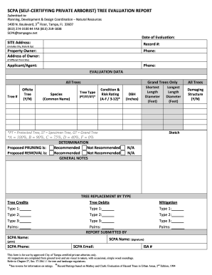Fillable Online TREE EVALUATION REPORT. Single Tree Fax Email Print ...