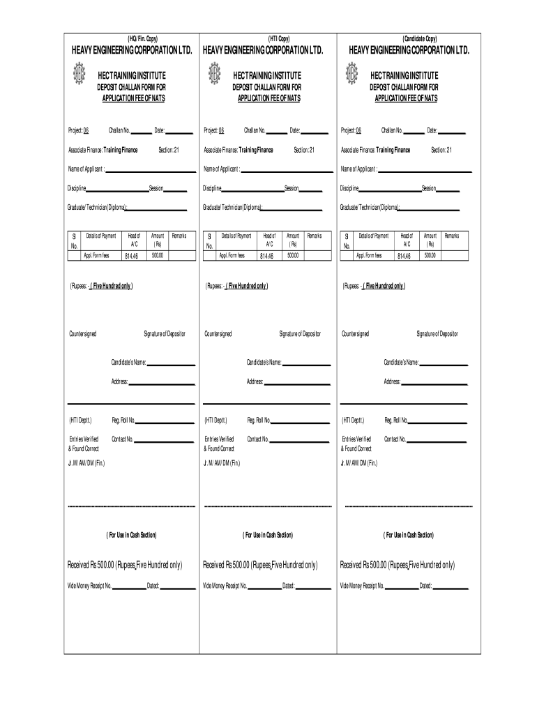 Fillable Online Application Fee Challan Form Fax Email Print - pdfFiller