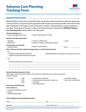 Fillable Online Advance Care Planning Tracking Form - INTERACT Tools ...