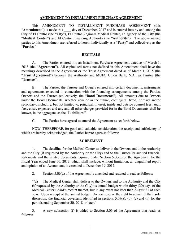 Fillable Online Amendment to Agreement - Template, Sample Form Online ...