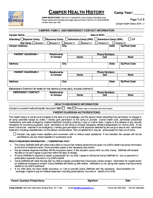 Fillable Online Day Camp Health Form and Waiver Instructions - Mass ...