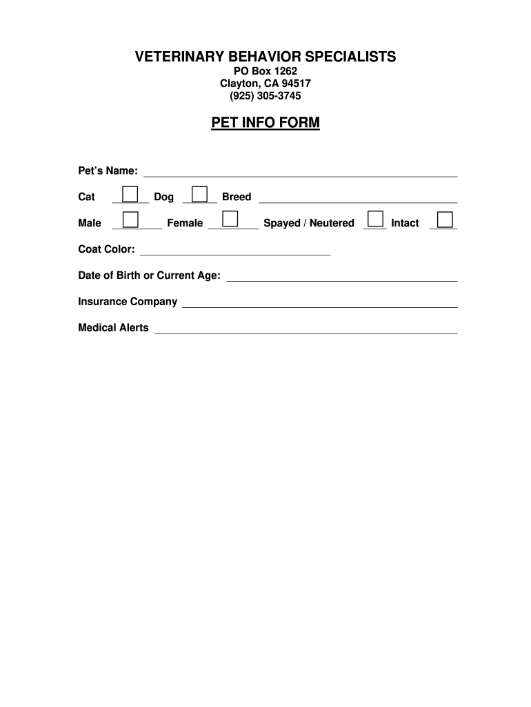 Fillable Online Pet-Registration-Form-VBS Fax Email Print - pdfFiller