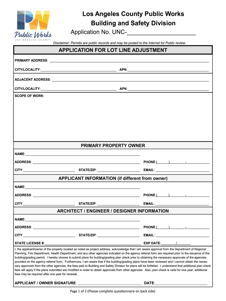 Fillable Online Los Angeles County Public Works Building and Safety ...