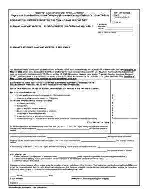 Fillable Online PROOF OF CLAIM (POC) FORM IN THE MATTER OF: Fax Email ...