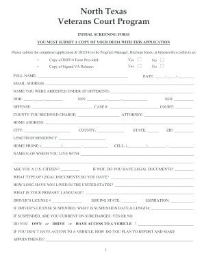 Fillable Online Veterans Court Program Application Fax Email Print ...