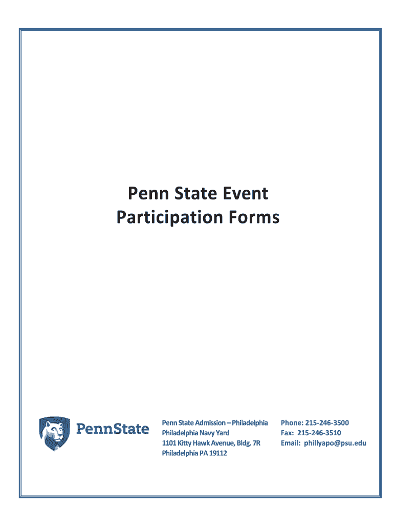 Fillable Online Penn State Event Participation Forms Fax Email Print ...